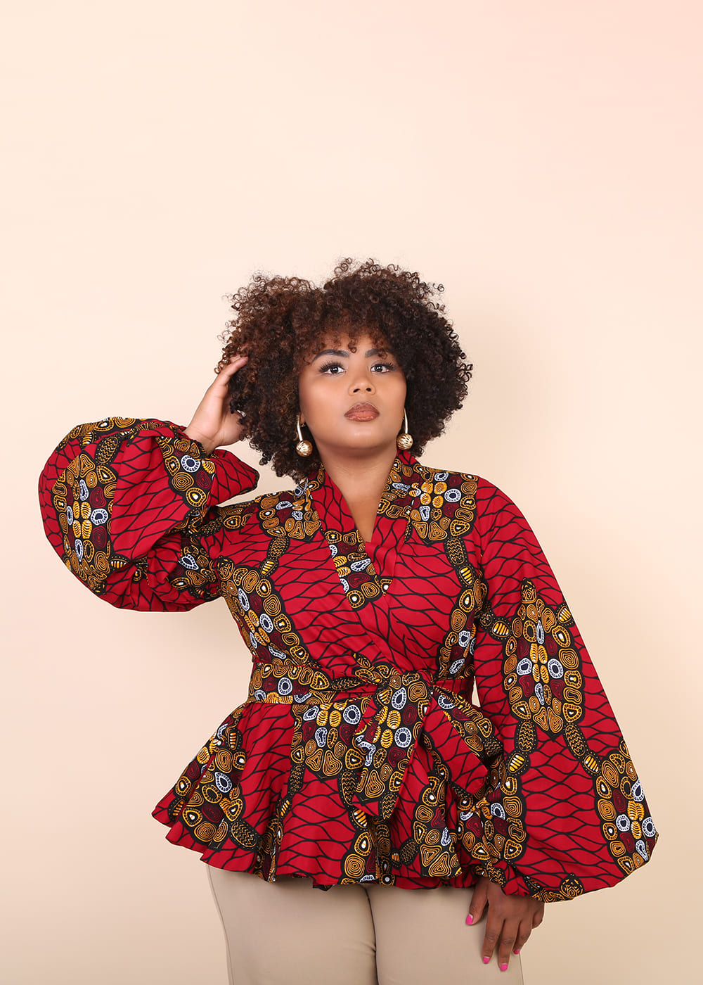 African Print Sleeve Blouse For Ladies - KEJEO DESIGNS