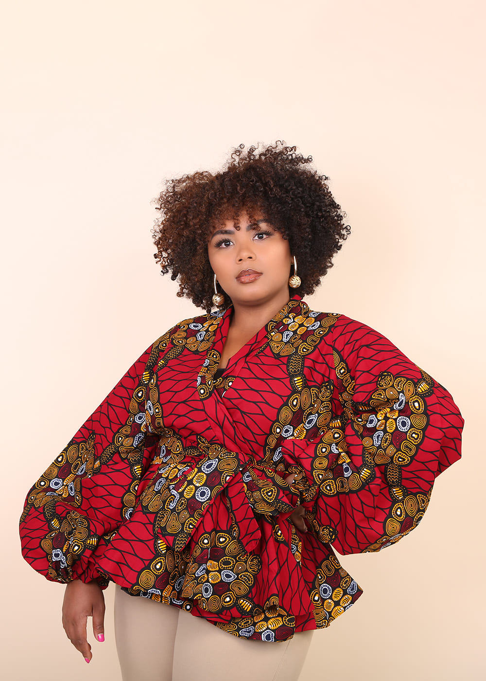 African Print Sleeve Blouse For Ladies - KEJEO DESIGNS