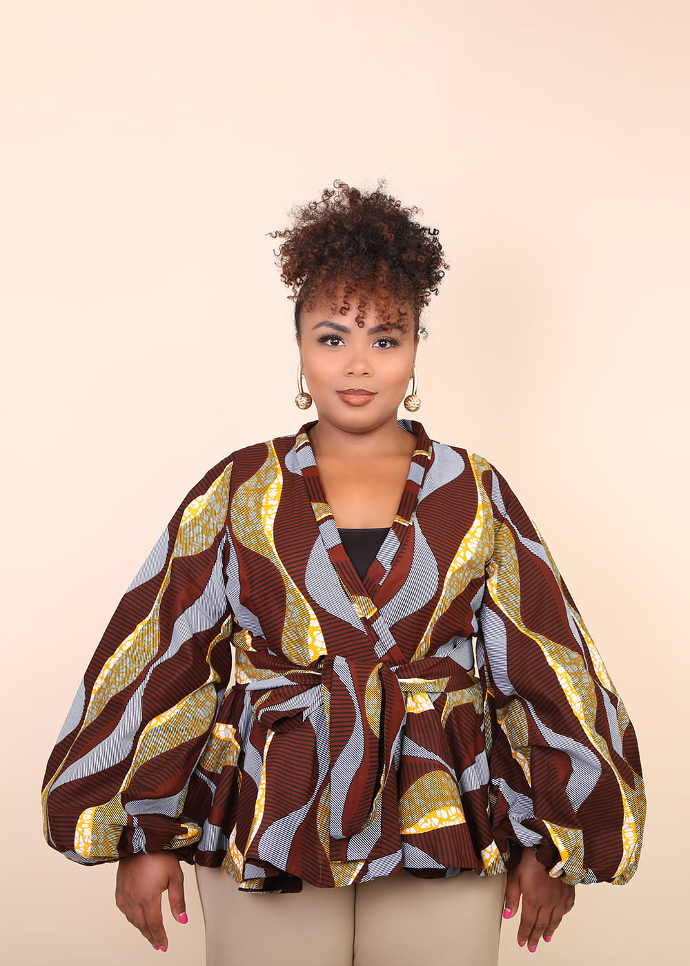 African Print Sleeve Blouse For Ladies - KEJEO DESIGNS