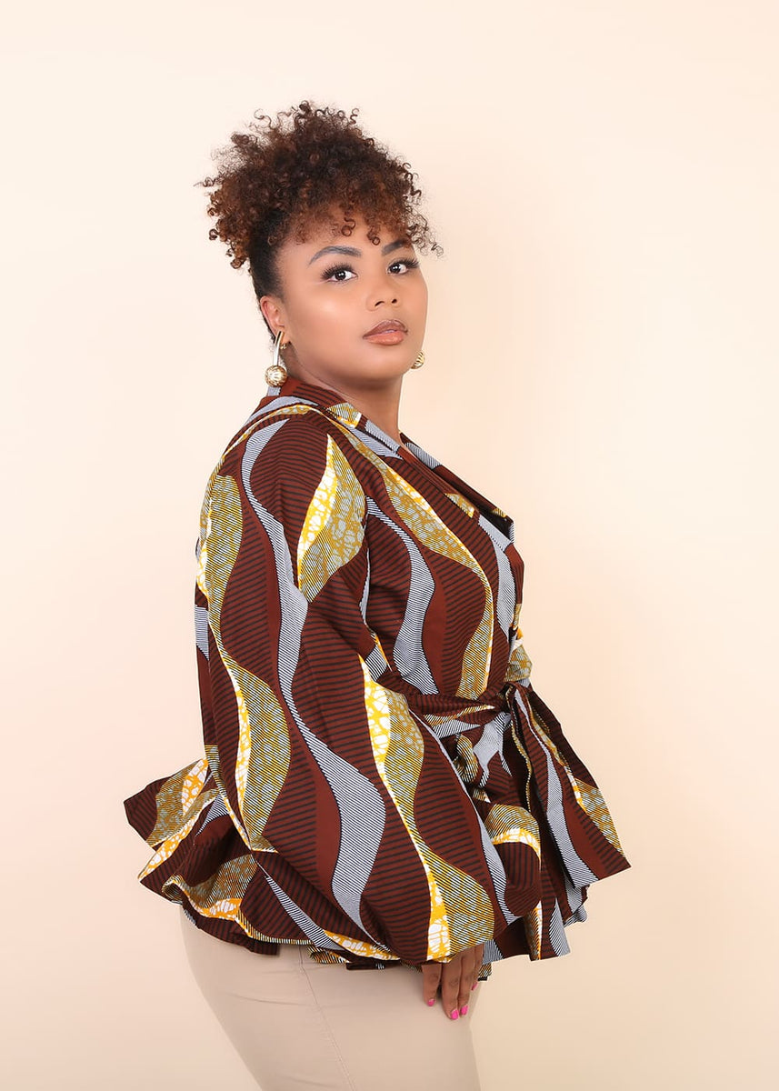 African Print Sleeve Blouse For Ladies - KEJEO DESIGNS