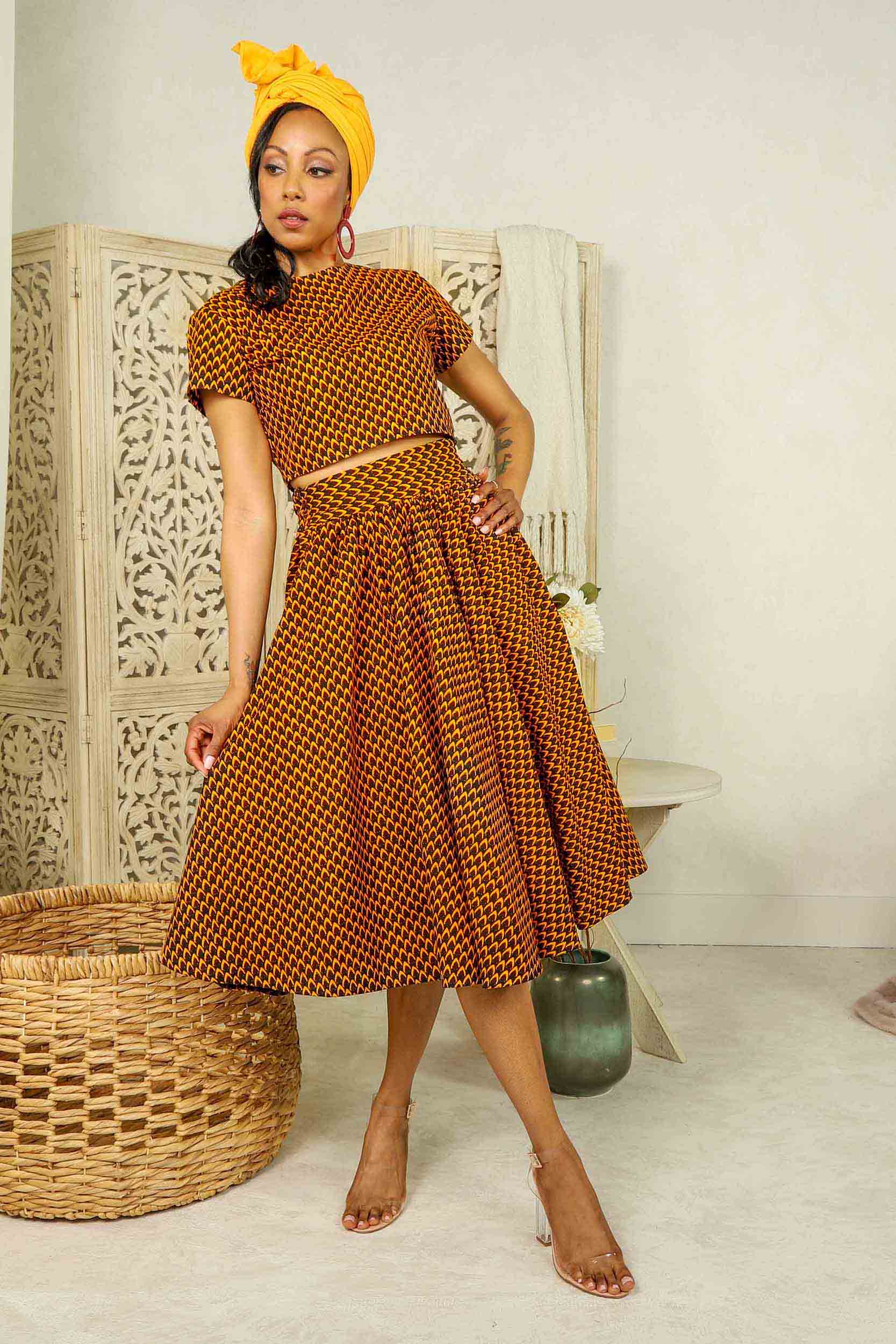 Benita African Print Crop top for women (Brown) | Kejeo Designs – KEJEO ...