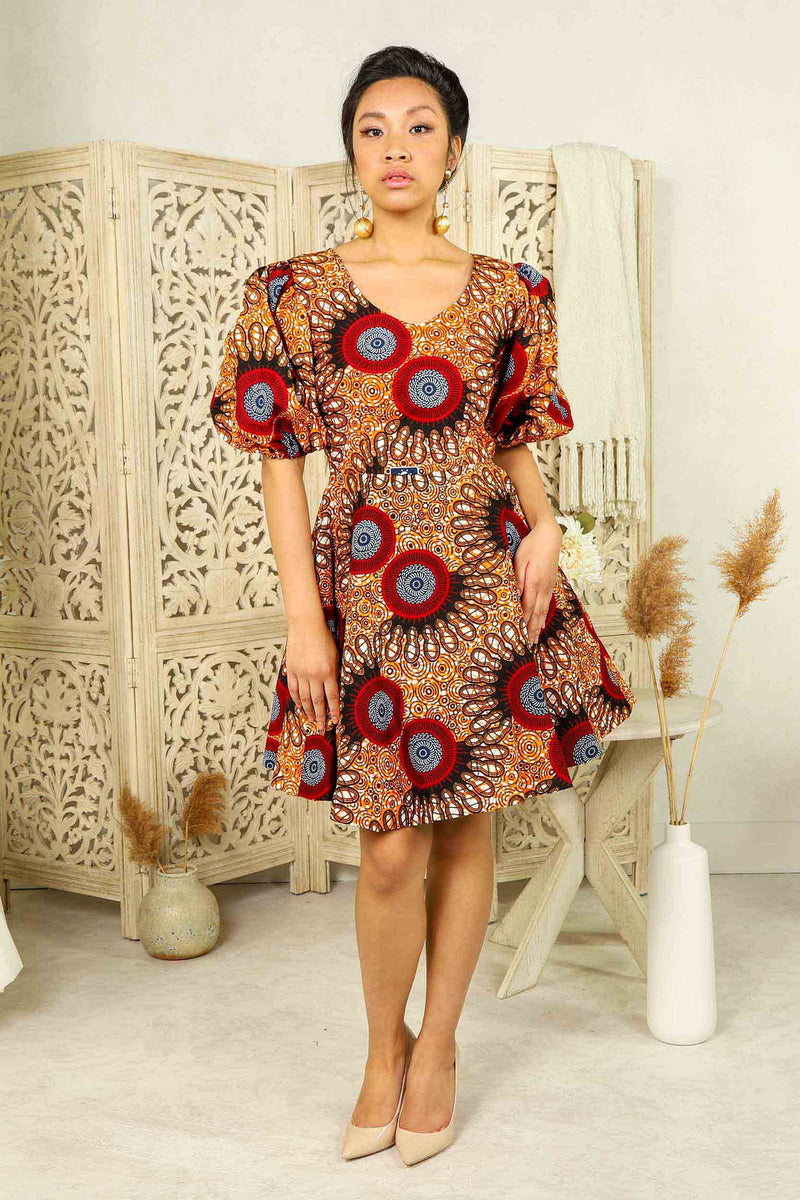 Kemi African Print mini Dress (Orange) - Kejeo Designs – KEJEO DESIGNS
